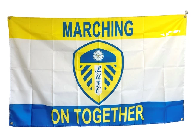 LEEDS UNITED FOOTBALL FLAG MARCHING ON TOGETHER FREE 48HR UK POST 5x3 ...