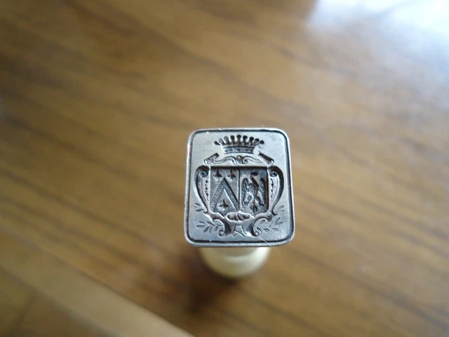 SCEAU CACHET ARGENT armoiries noblesse 19ème siècle EUR 150,00 ...