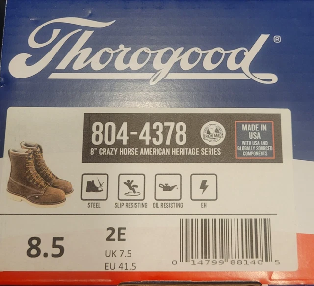 THOROGOOD AMERICAN HERITAGE Men's Leather Moc Toe Work Boots - 8.5 US £ ...