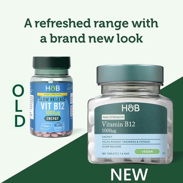 3X HOLLAND & Barrett High Strength Slow Release Vitamin B12 1000ug 180 ...
