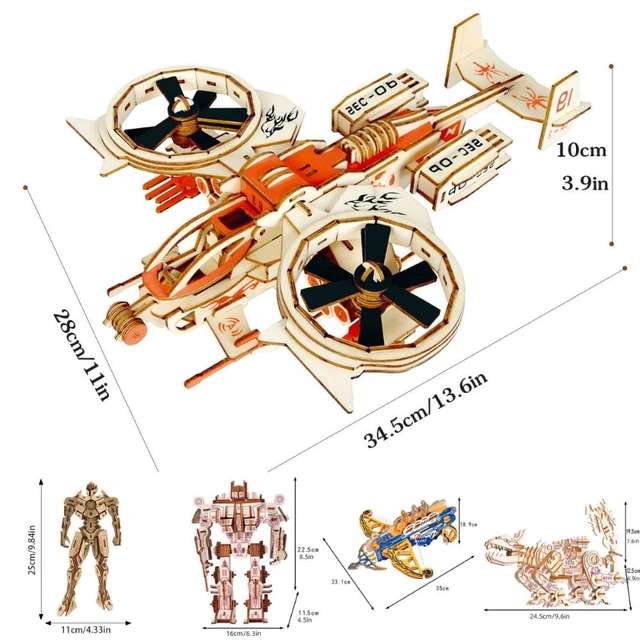 WOODEN MATERIAL 3D Puzzle Stereoscopic Design Robot Model Home ...