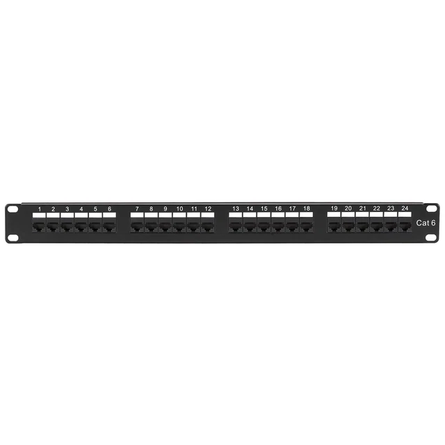 24 PORT CAT6 Patch Panel 1U 19 inch Rack or Wall Mount RJ45 110 Type ...