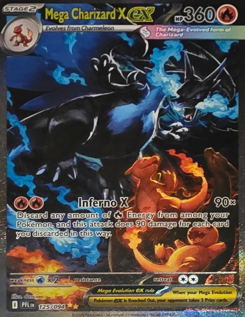 MEGA CHARIZARD X Ex 125/094 Phantasmal Flames SIR ENGLISH Pokemon Card ...