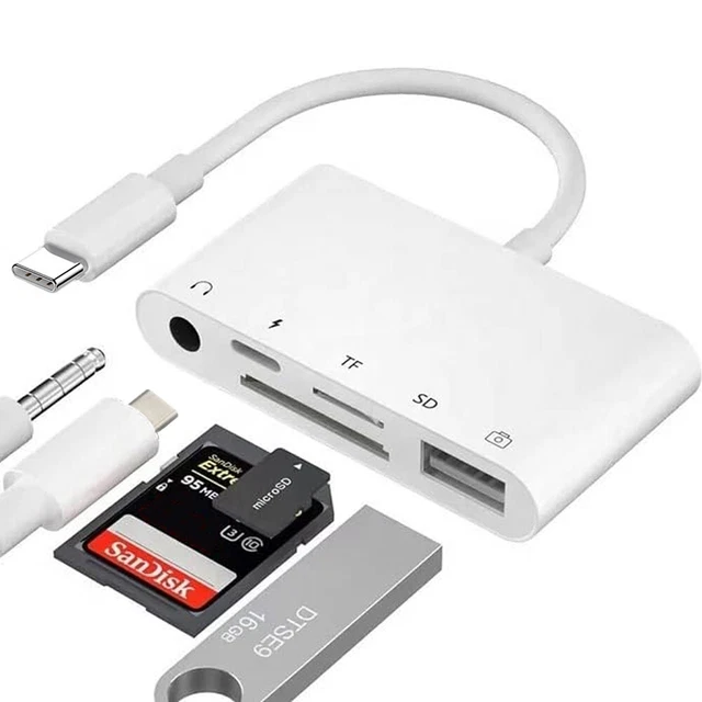 5 IN 1 Type C USB OTG Adapter SD/TF Card Reader For Samsung Android ...