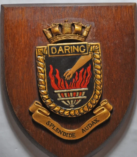 VINTAGE HMS DARING Royal Navy Ship Badge Crest Shield Plaque ab £63.75 ...