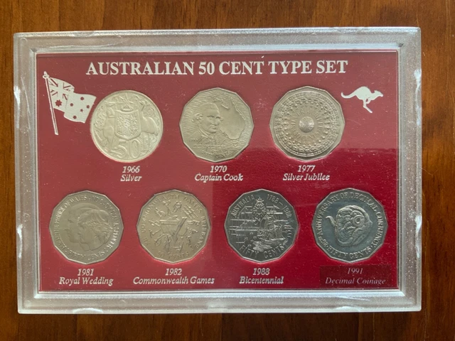AUSTRALIAN: 1966 - 1991 50 Cent Type Set Commemorative Coin Collection ...
