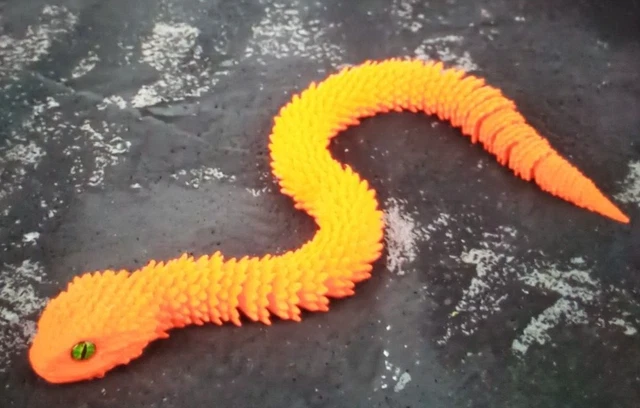 PYTHON SNAKE 29CM Fully articulated 3d Printed Model (ORANGE) - New £7. ...