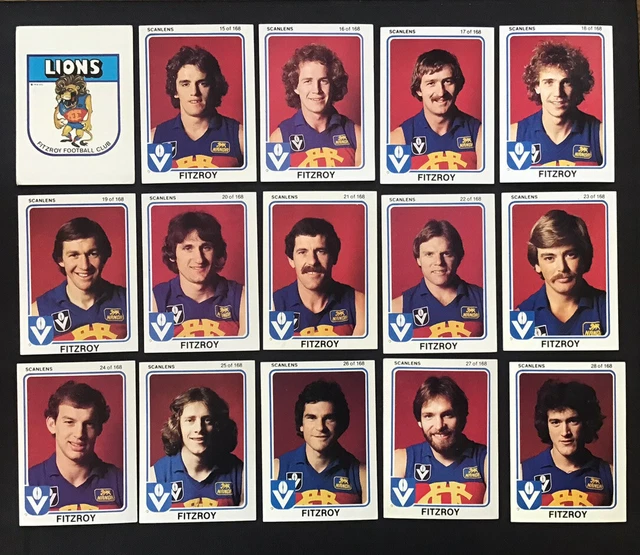 FITZROY LIONS 1981 VFL SCANLENS FOOTY CARDS FULL SET + CHECKLIST. Near ...