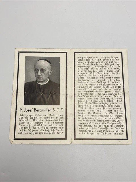 WW2 PERIOD GERMAN Death Card Army Chaplin? Catholic Priest DOD 14/11 ...