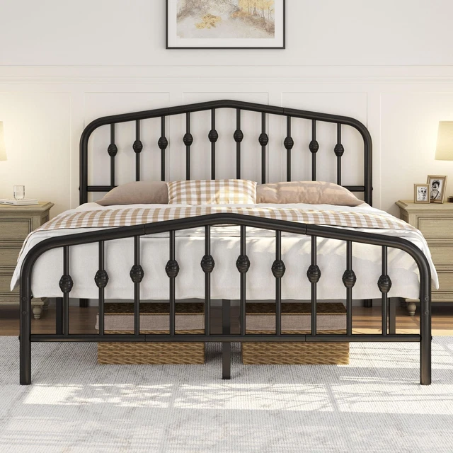 5FT KING BED Frames Slatted Metal Bed with Crown inspired Design £135. ...