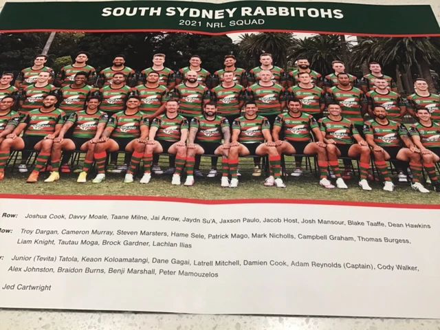 SOUTH SYDNEY RABBITOHS Team Poster 2021 Nrl Rugby Roosters Eels Storm ...