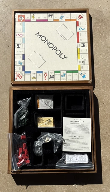 MONOPOLY & CLUE 2 in 1 Deluxe Wooden Vintage Edition Wood Board Game ...
