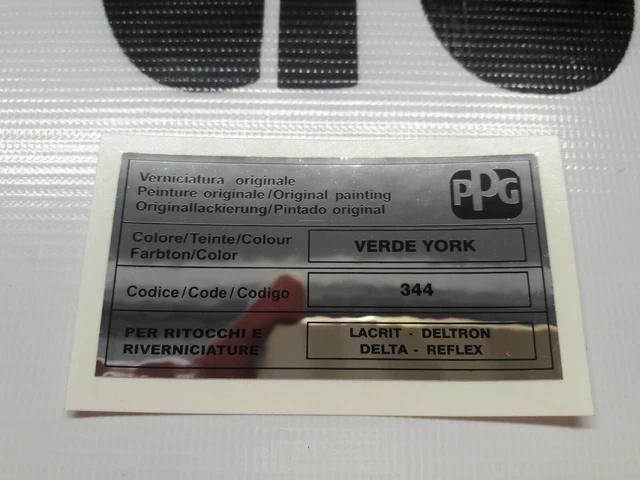 LANCIA DELTA INTEGRALE Evo Sticker PPG Color Verde York 344 Color Code ...