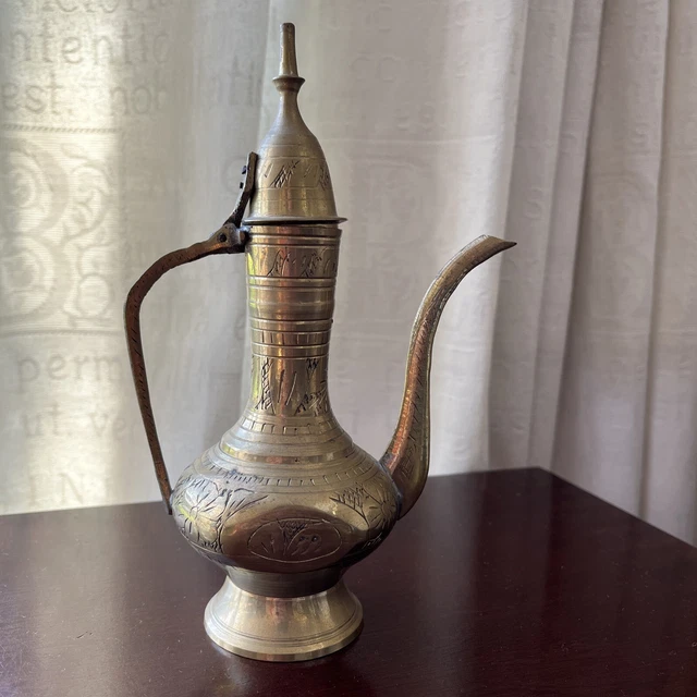 ANTIQUE VINTAGE BEDOUIN Arabic Syrian Dallah Brass Coffee Pot - Jug ...