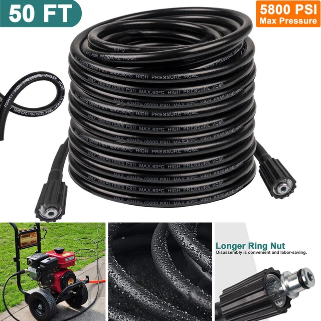 50 FT HIGH Pressure Washer Hose 5800 PSI M22-14MM Power Washer ...