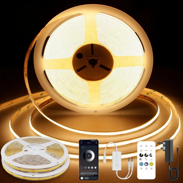 TTWAY COB LED Strip Lights Dimmable LED Strip Kit 24V LED Warm White ...