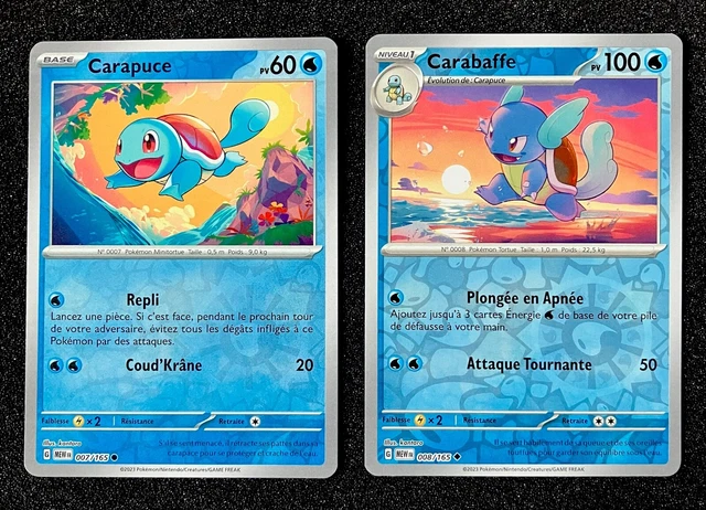 CARTE POKÉMON - Carapuce 7/165 + Carabaffe 8/165 REVERSE 151 - EV3.5 ...