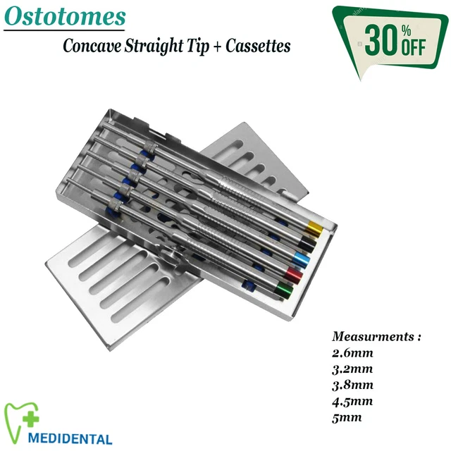 DENTAL OSTEOTOMES CONCAVE Straight Tip Implant Surgery Instruments £52. ...