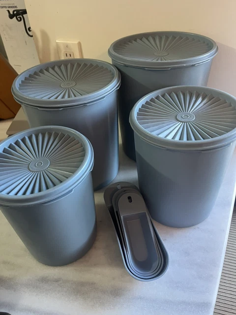 VINTAGE TUPPERWARE NESTING Canister Set 1 Missing Lid Country Blue Made ...