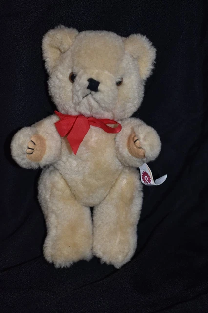 CAFI TEDDY BEAR Plush Toy 8" Stuffed Animal Beige Jointed Arms Legs Red ...