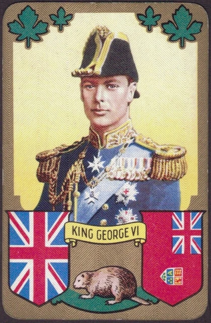 PLAYING CARDS SINGLE Card Old Vintage KING GEORGE VI Royal Art Portrait ...
