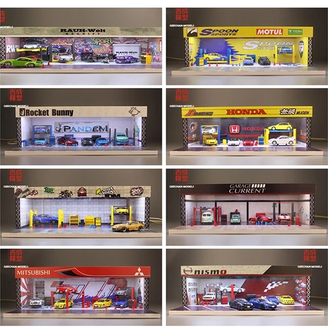 1/64 DIORAMA CAR Garage Model Car Parking Lot Backdrop Scene Display ...