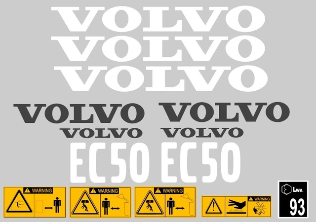 VOLVO EC50 DIGGER Complete Decal Sticker Set With Safety Warning Decals ...