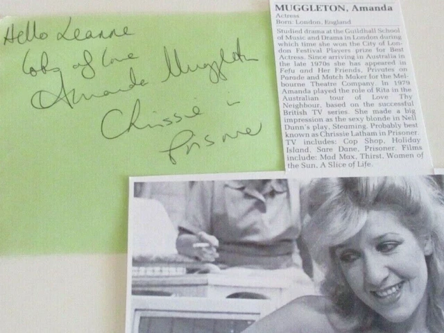 AMANDA MUGGLETON - Autograph - Chrissie Latham - Prisoner / Cell Block ...