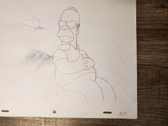 THE SIMPSONS PRODUCTION Cel Cell Drawing Animation Art Homer Simpson £ ...