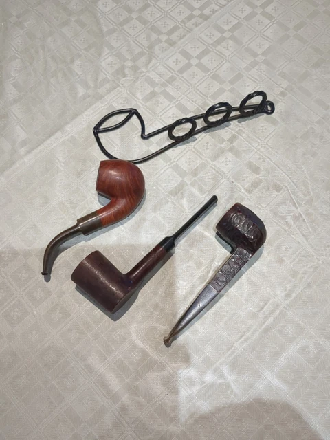 LOT DE 3 Pipes + Porte 3 Pipes En Métal : 1 Dr Plumb , 1 Ropp Régence ...