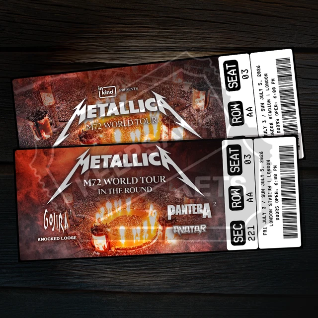 METALLICA MOCK TICKET M72 World Tour 2026 | Personalised Gift Reveal ...