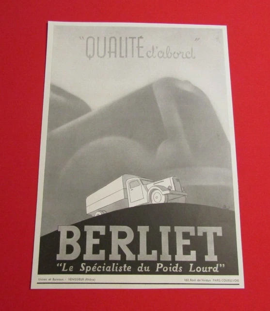 ADVERTISING PUB VINTAGE Publicite Ancienne Advert 20.2 Berliet Poids ... ADVERTISING PUB VINTAGE Publicite Ancienne Advert 20.2 Berliet Poids ...