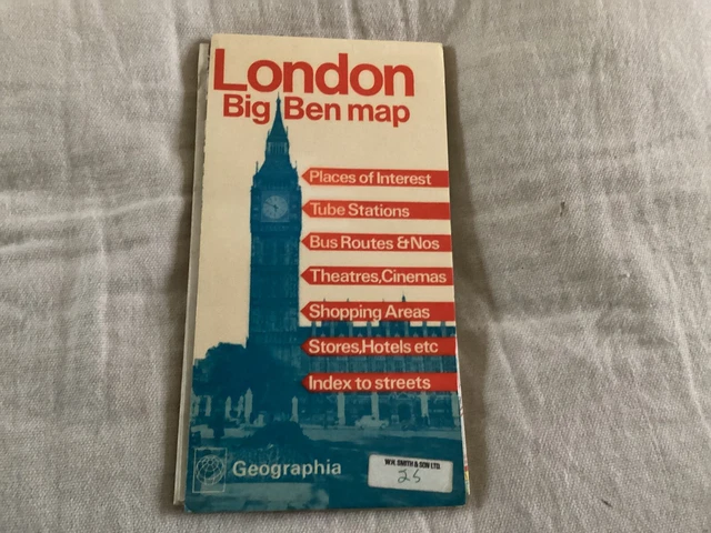 VINTAGE LONDON BIG Ben Map Geographia £2.25 - PicClick UK