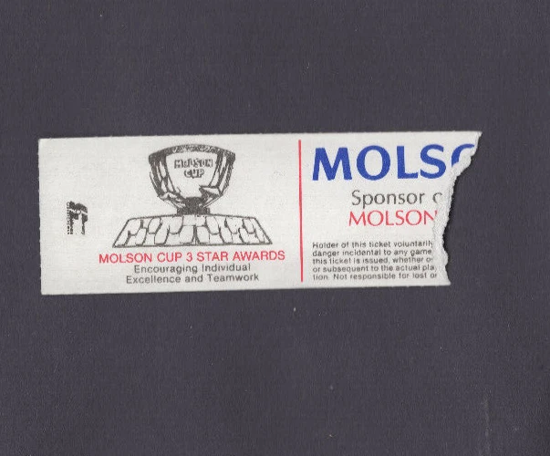 1982-83 EDMONTON OILERS vs JETS WAYNE GRETZKY BILLET TALON 2/27/83 1 ...