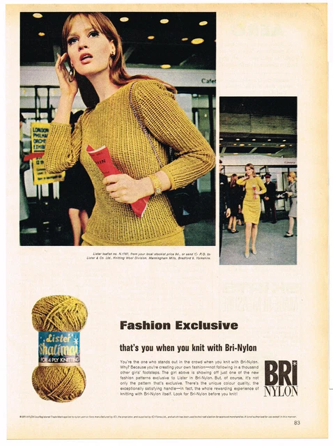 LISTER SHALIMAR BRI Nylon Knitting Wool 1966 Full Page Magazine Ad ...