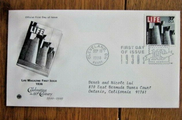 LIFE MAGAZINE FIRST ISSUE 1936 1930s CTC 1998 PCS CACHET FDC £0.79 ...