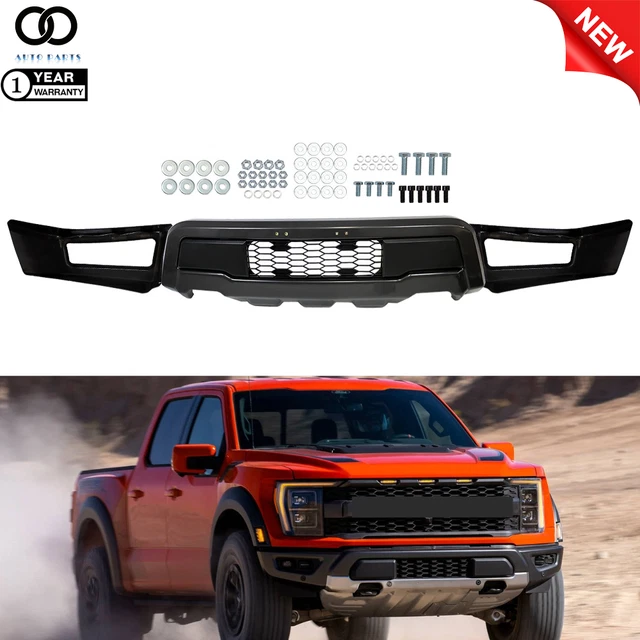 FRONT BUMPER ASSEMBLY Kit Black Conversion Raptor Style For 2021 2022 ...
