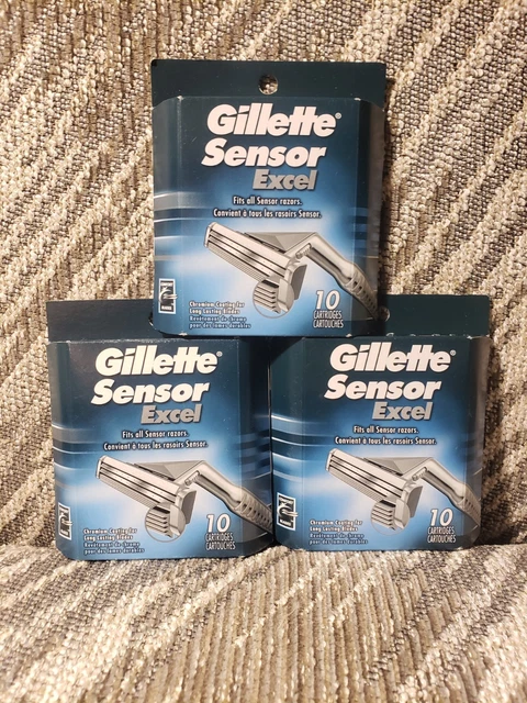 LOT OF 3 - Gillette Sensor Excel Razor Blades - 30 Cartridges $44.99 ...