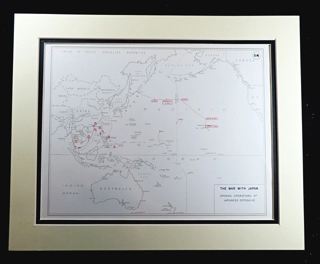 WW2 MAP JAPANESE Empire War Invasion China Philippines Pearl Harbour ...
