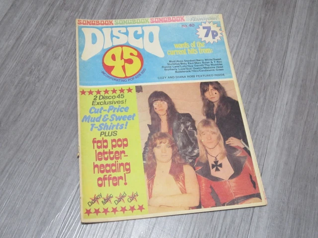 VINTAGE DISCO 45 song book magazine ,no40 ,1973 ,Sweet cover £5.50 ...