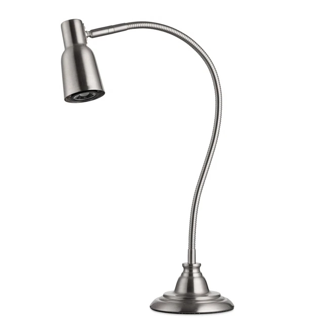 MODERN SATIN SILVER Adjustable Gooseneck Reading Table Lamp with LED ...
