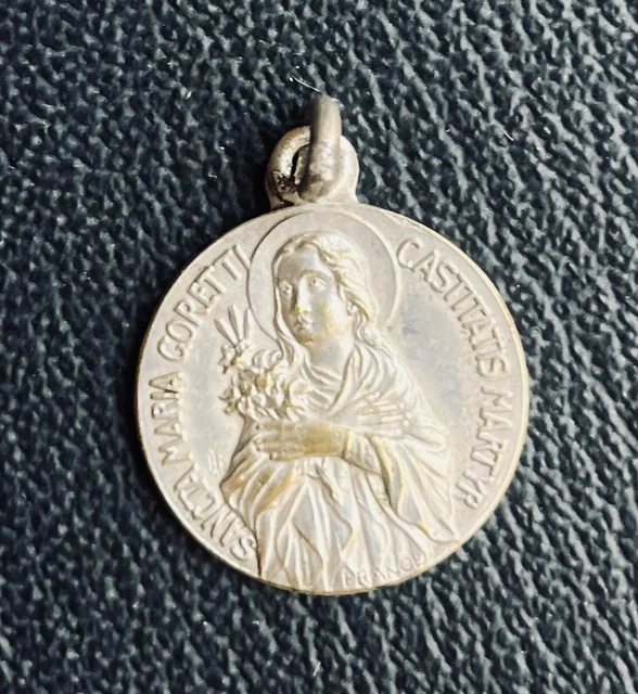 VINTAGE SANTA MARIA Goretti Castitatis Martyr Silver Medal FRANCE $9.95 ...