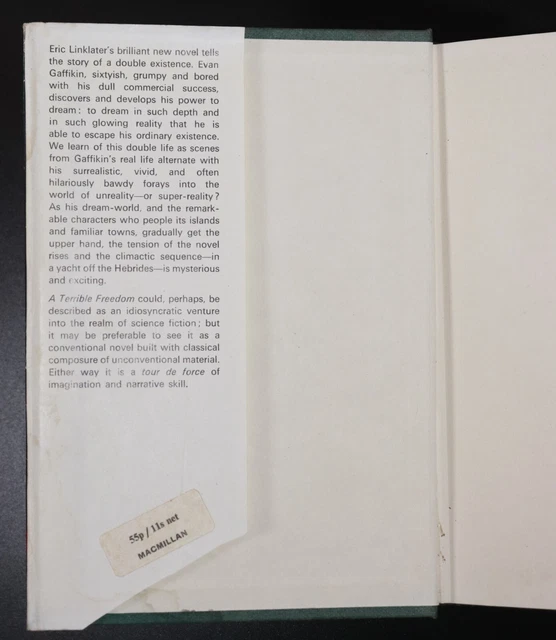 1966 A TERRIBLE Freedom by Eric Linklater Vintage Fiction Book 1st ...