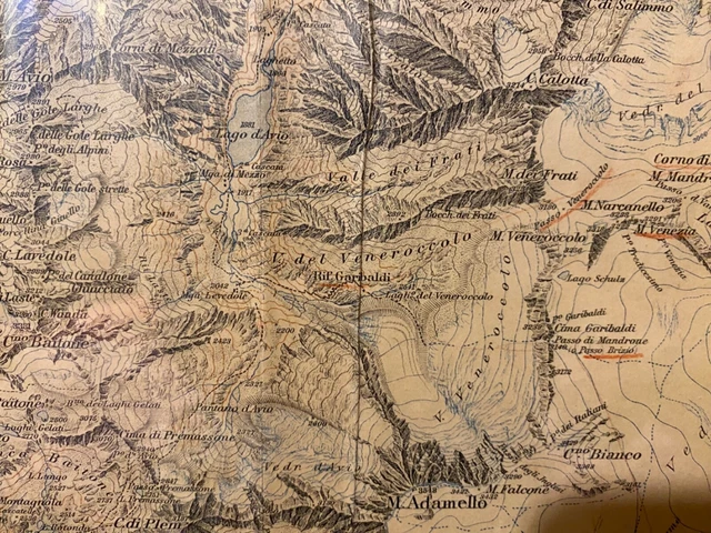 CARTA, MAPPA, CARTINA geografica ww1 austriaca Adamello Presenella ...