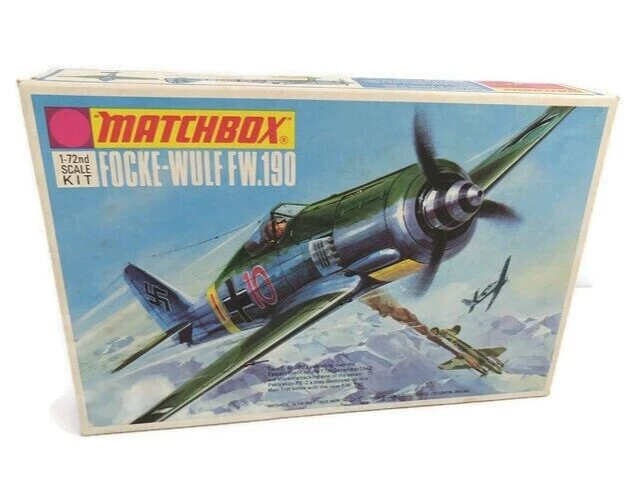 VINTAGE 1972 MATCHBOX Airplane Model Kit Focke-Wulf Fw.190 1/72 Scale W ...