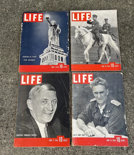 LIFE MAGAZINE 1940 Full Month June Lot Complete 3 10 17 24 Ww2 Ww Ii ...