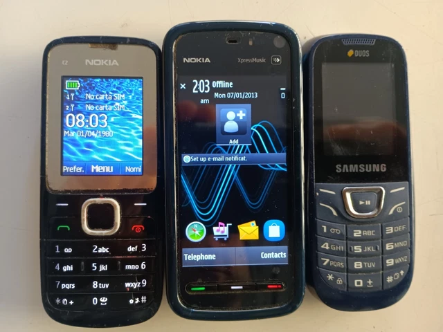 TÉLÉPHONE CELLULAIRE VINTAGE N3 Nokia Xpress Samsung Gt-E1200 Nokia C2 ...