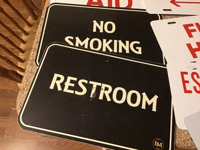 SAFETY SIGNS NO Smoking Restroom Exit Flammable Lot Of Of 8 Aluminum. £ ...