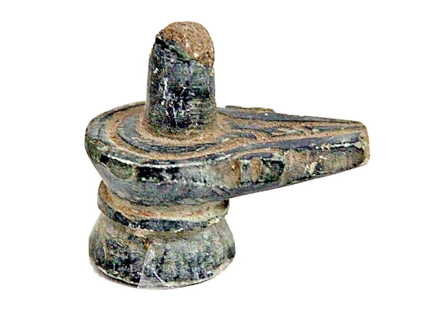 OLD VINTAGE BLACK Marble Stone Beautiful Shiva Lingam/Shivling Figurine ...