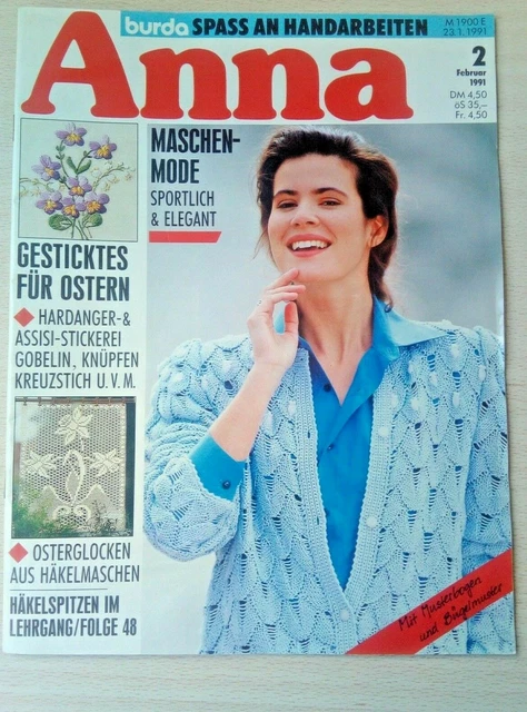 BURDA / ANNA Heft 2 /1991 Kreuzstich, Gobelin , Hardanger -& Assisi ...